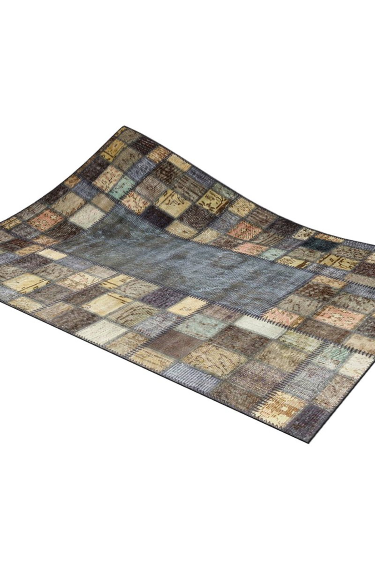 Rugpera Gicel Brown And Blue Color Patchwork Design Carpet Machine ...