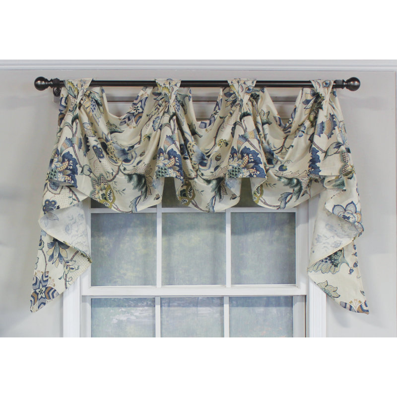 RLF Home Ophelia Iris Blue 3-Scoop Victory Swag Windows up to 45" W ...