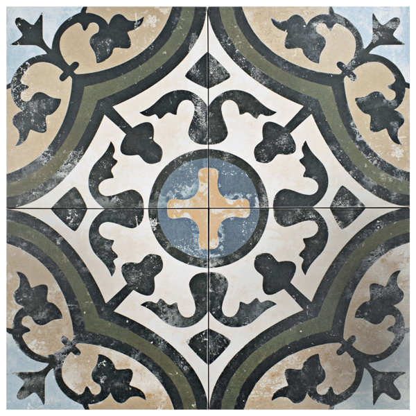 Merola Tile Evoque Arte Carthusian 10" x 10" Porcelain Patterned Wall ...