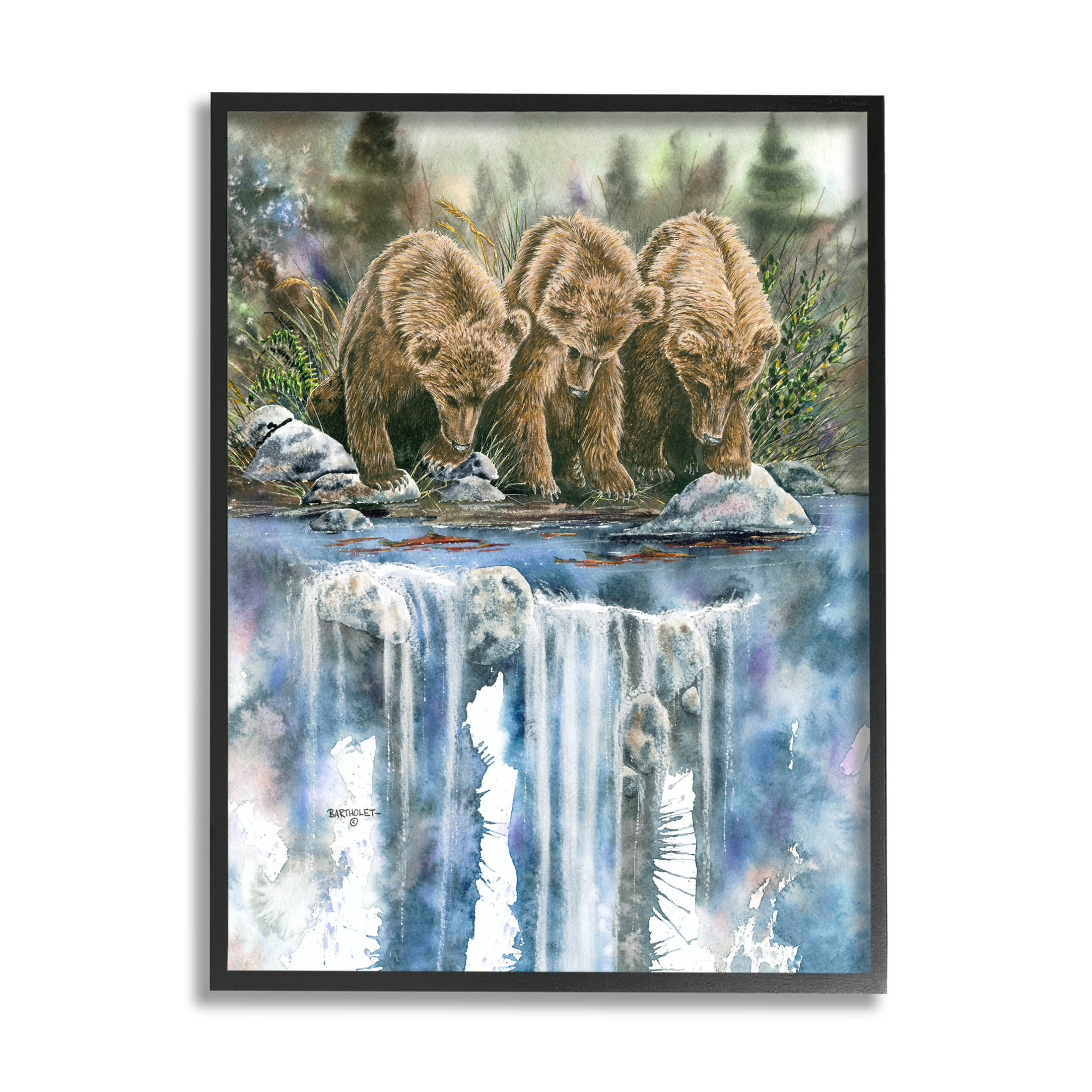 Stupell Industries Bear Trio Fishing Lake Reflection Giclee Art By Dave ...