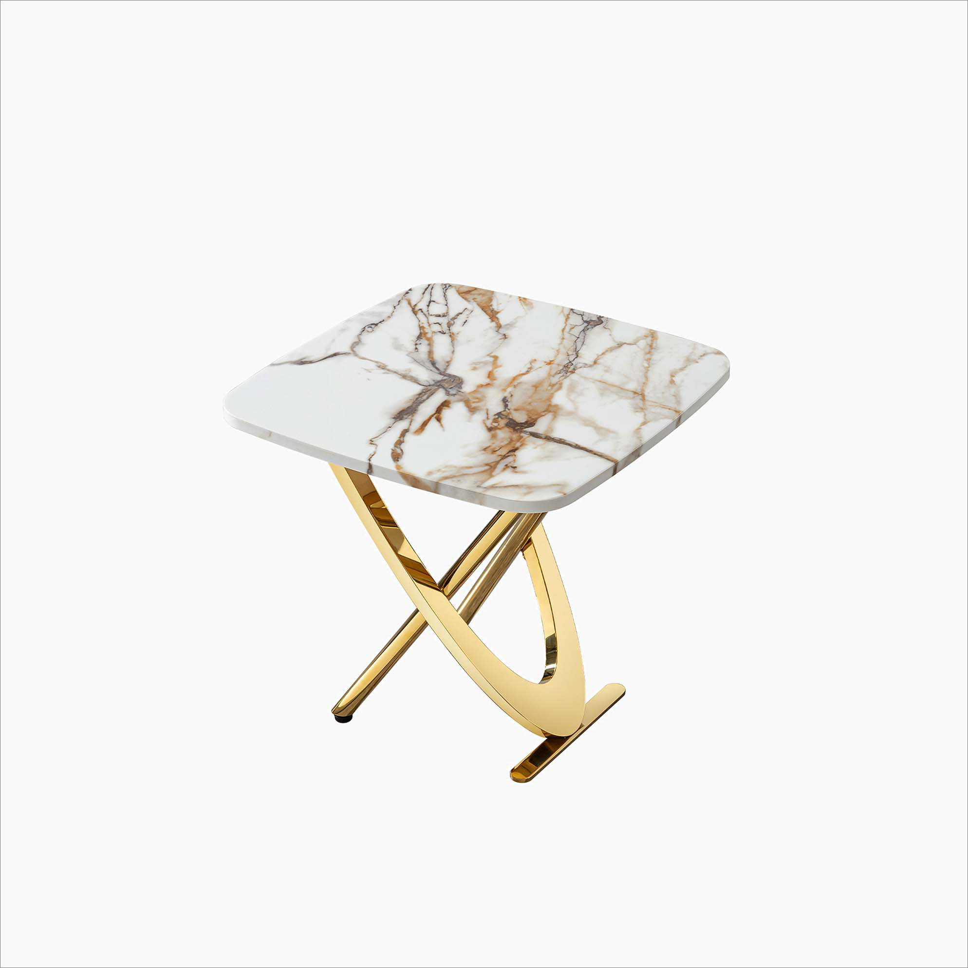 Everly Quinn Side End Table Square Shape Gold Stainless Steel Base ...