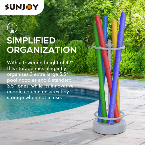 Sunjoy Pool Noodle Storage Rack Extra Large Rust-Proof Aluminum ...