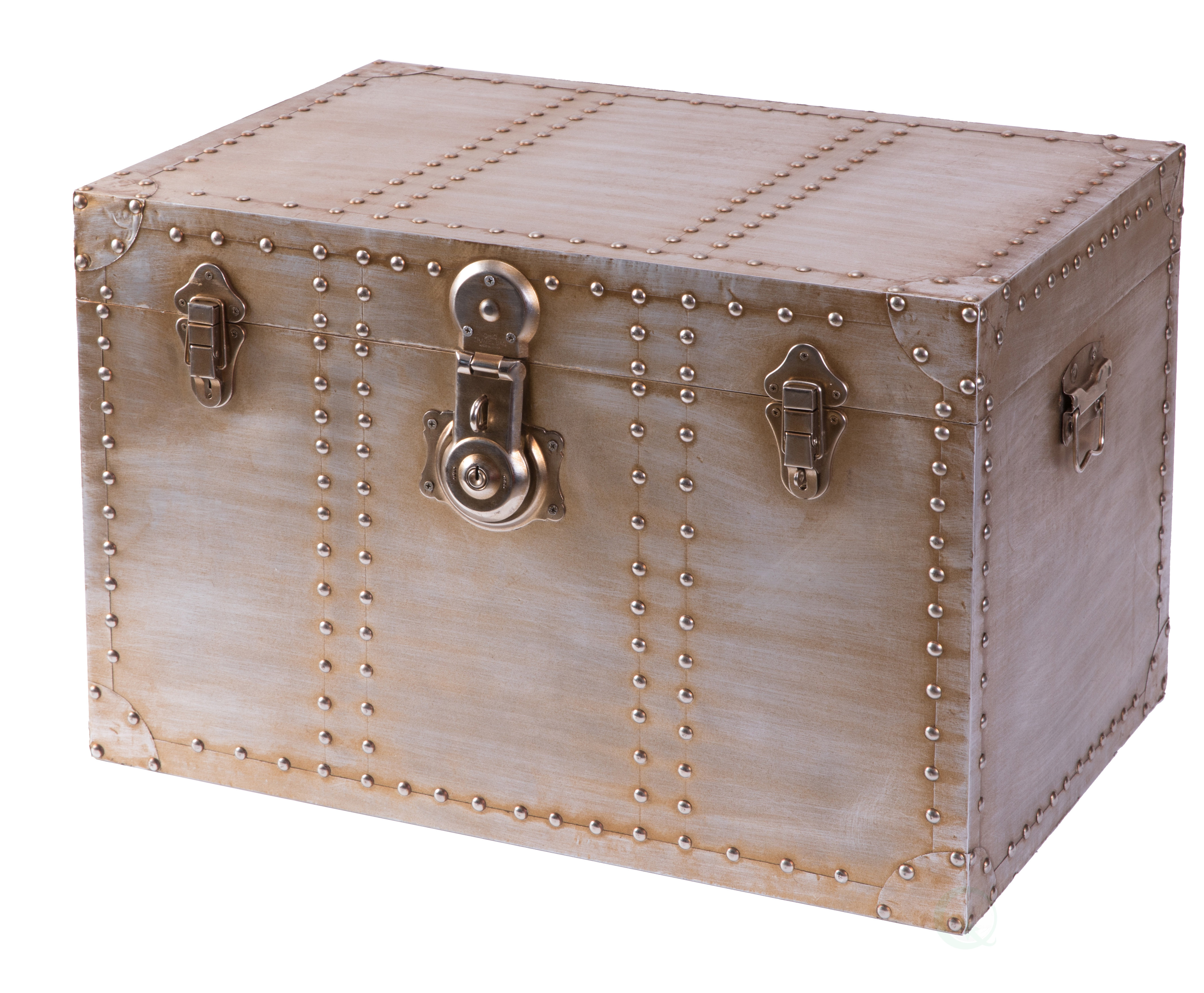 Williston Forge Industrial Wooden Aluminum Accent Trunk | Wayfair