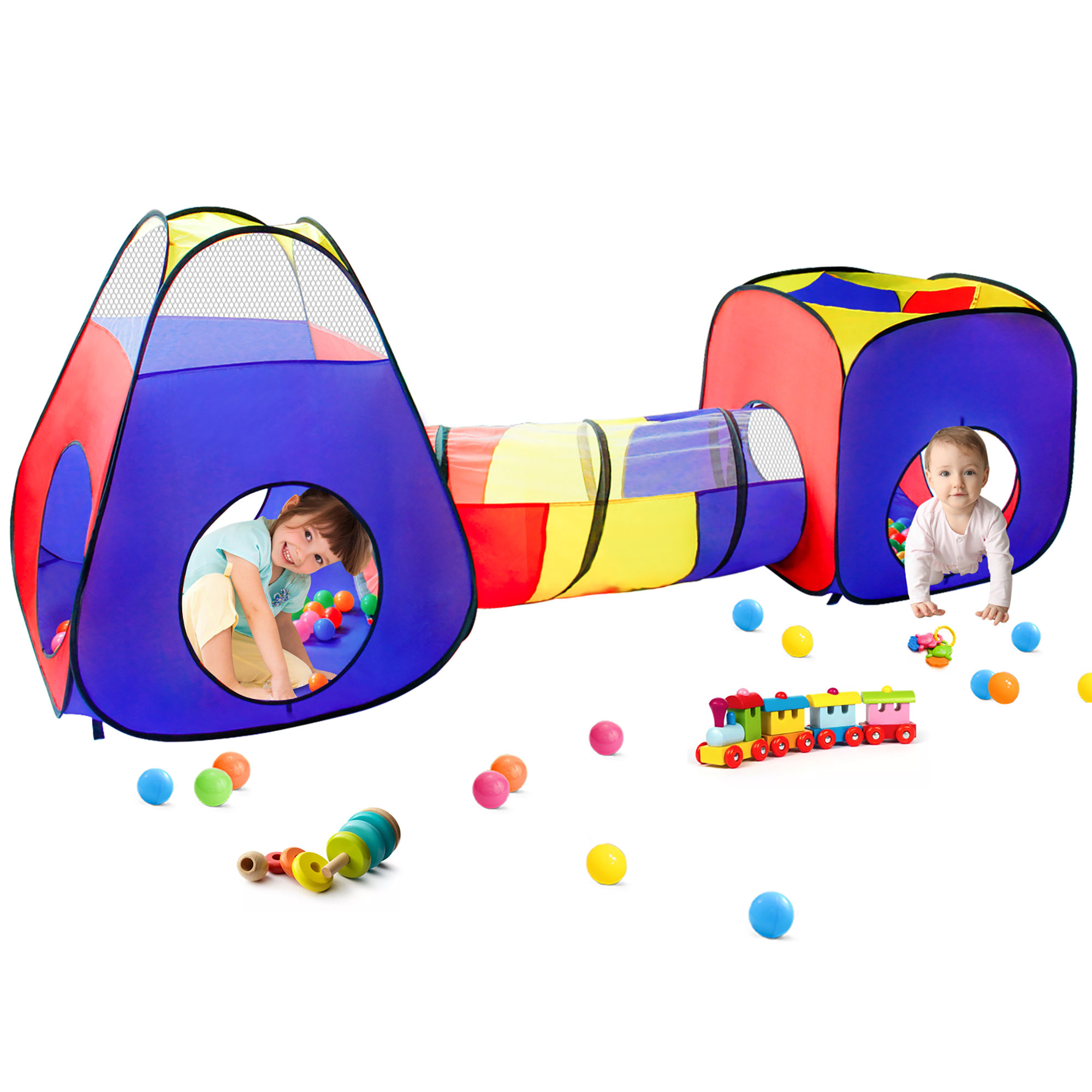 wilwolfer 3' x 9' Indoor/Outdoor Polyester Pop-Up Play Tunnel with ...