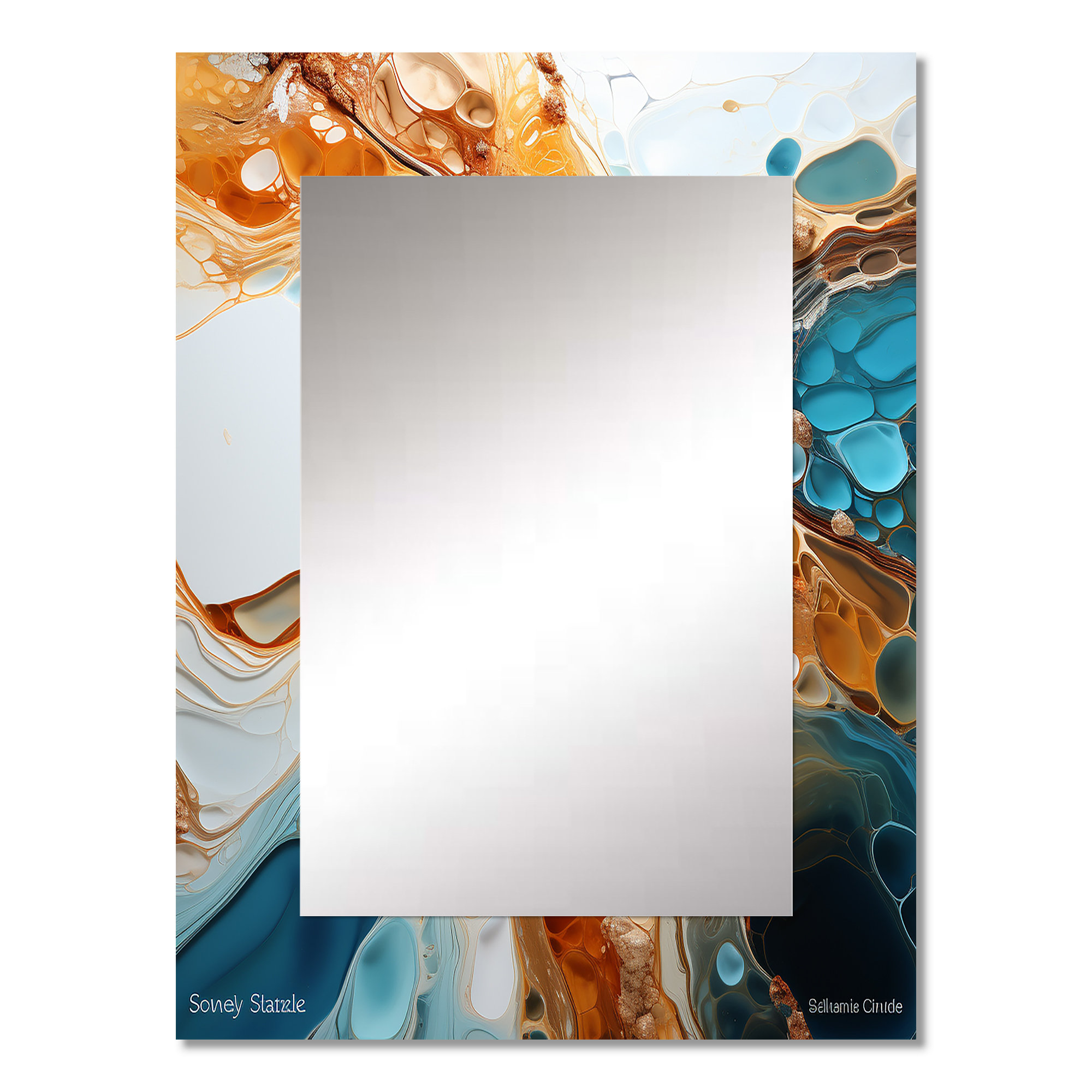 East Urban Home Blue And White Geyser Liquid Ink - Abstract Shapes ...