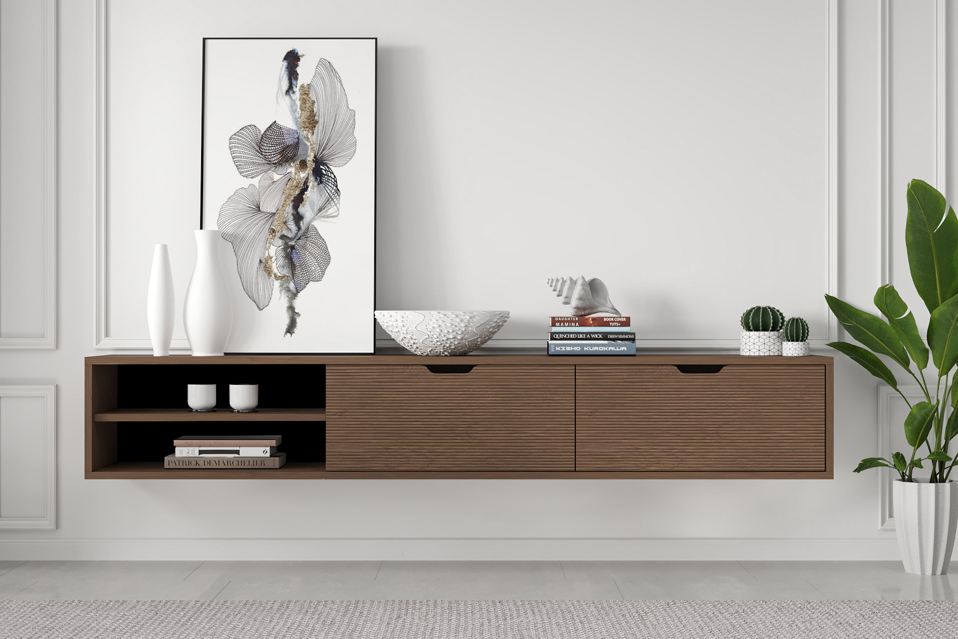 Ebern Designs Savya 71" Wall Mounted Floating Entertainment Media ...