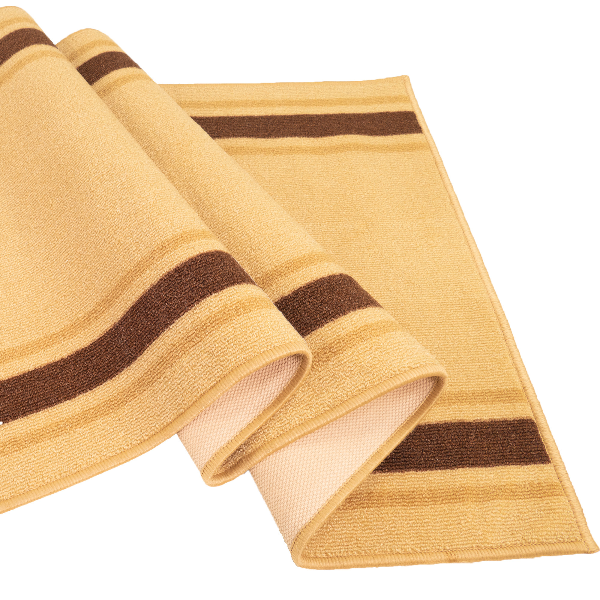 Charlton Home® Custom Size Washable Non Slip Striped Bordered Beige ...