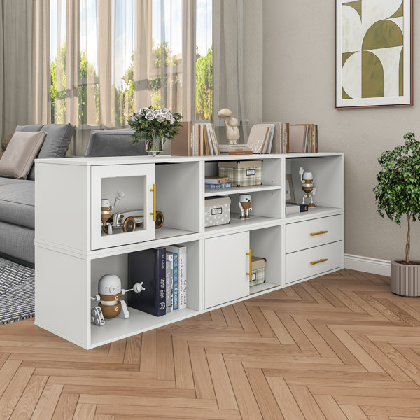 Ebern Designs Adavia 6 Cuber Stackable Bookcases with Door and Drawers ...