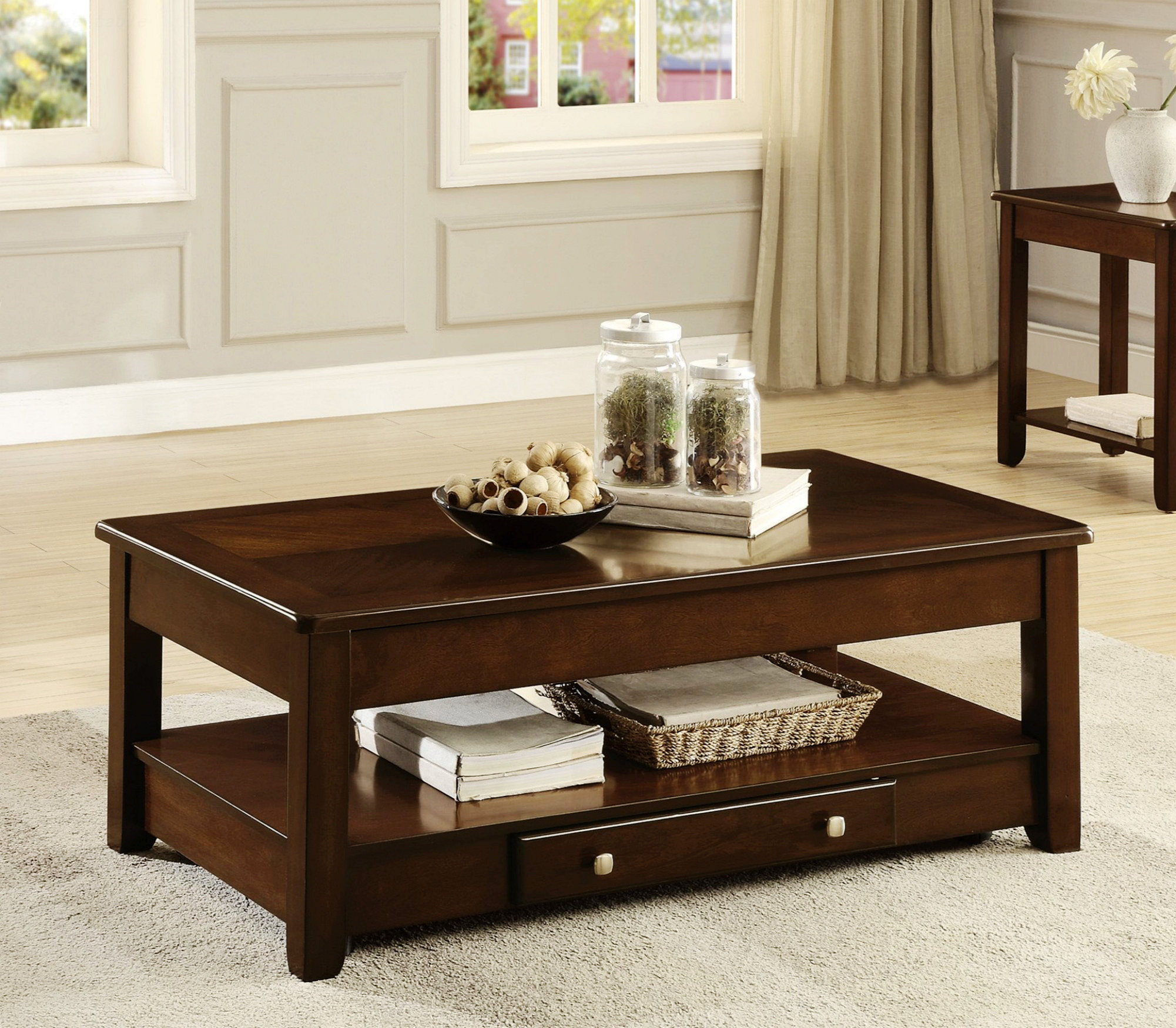 One Allium Way Contemporary Cocktail Table With Drawer And Lift Top ...