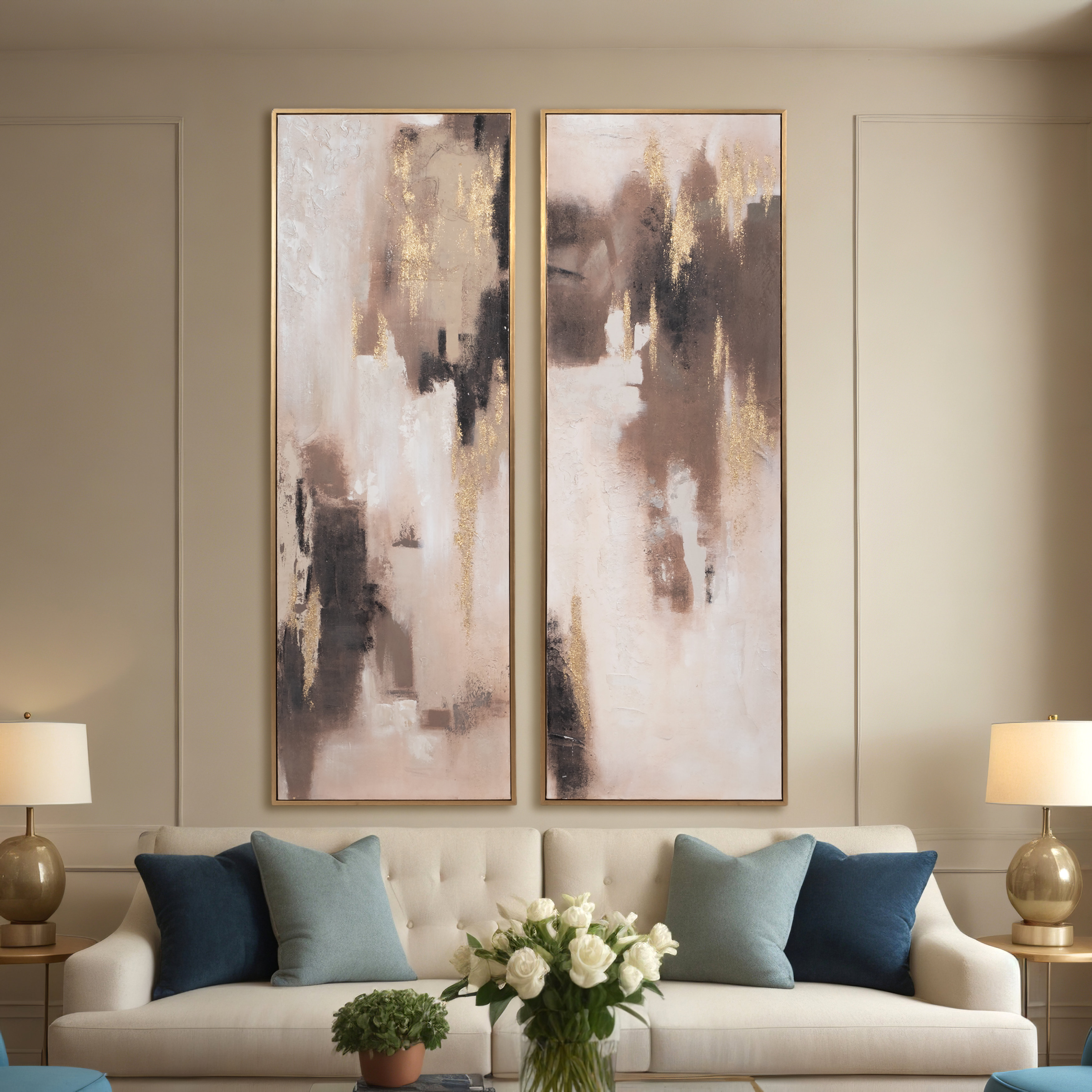 Orren Ellis Cosey Set Of 2 23X70 Caster Handpainted Wall Art | Wayfair