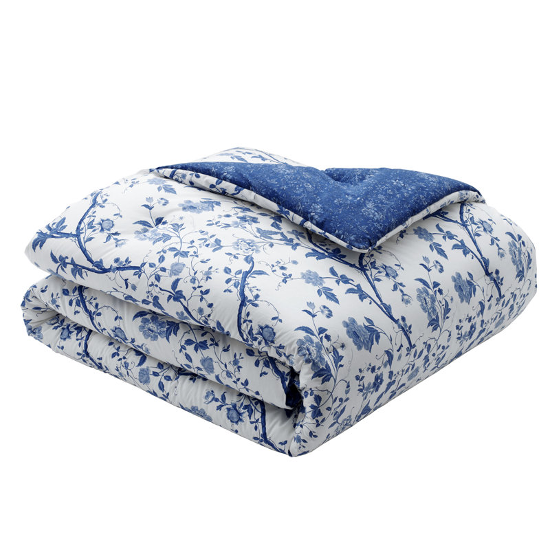 Laura Ashley Elise Navy Cotton Floral Comforter Bonus Set & Reviews ...