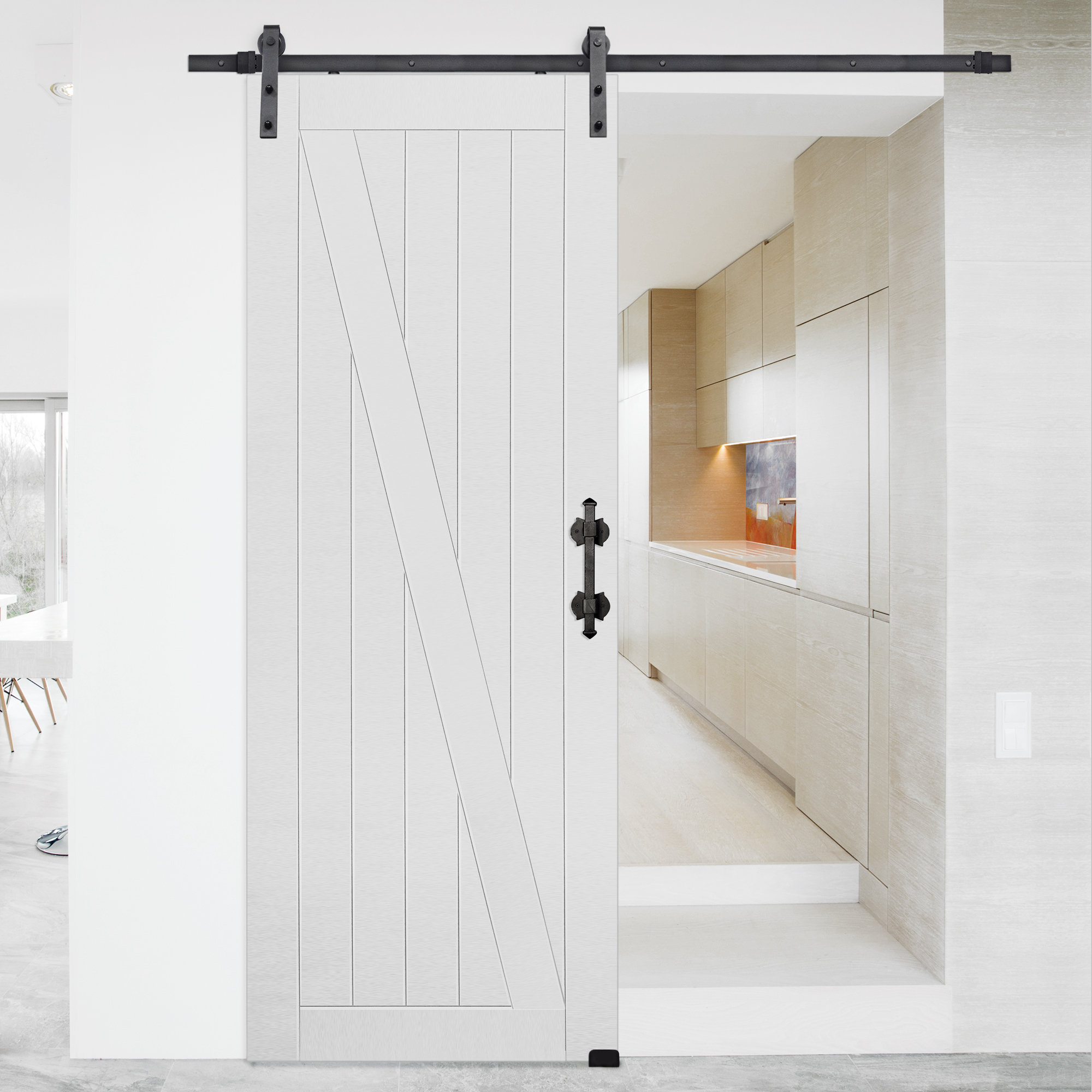 Barndoorz Panelled Wood BarnCraft Barn Door without Installation ...