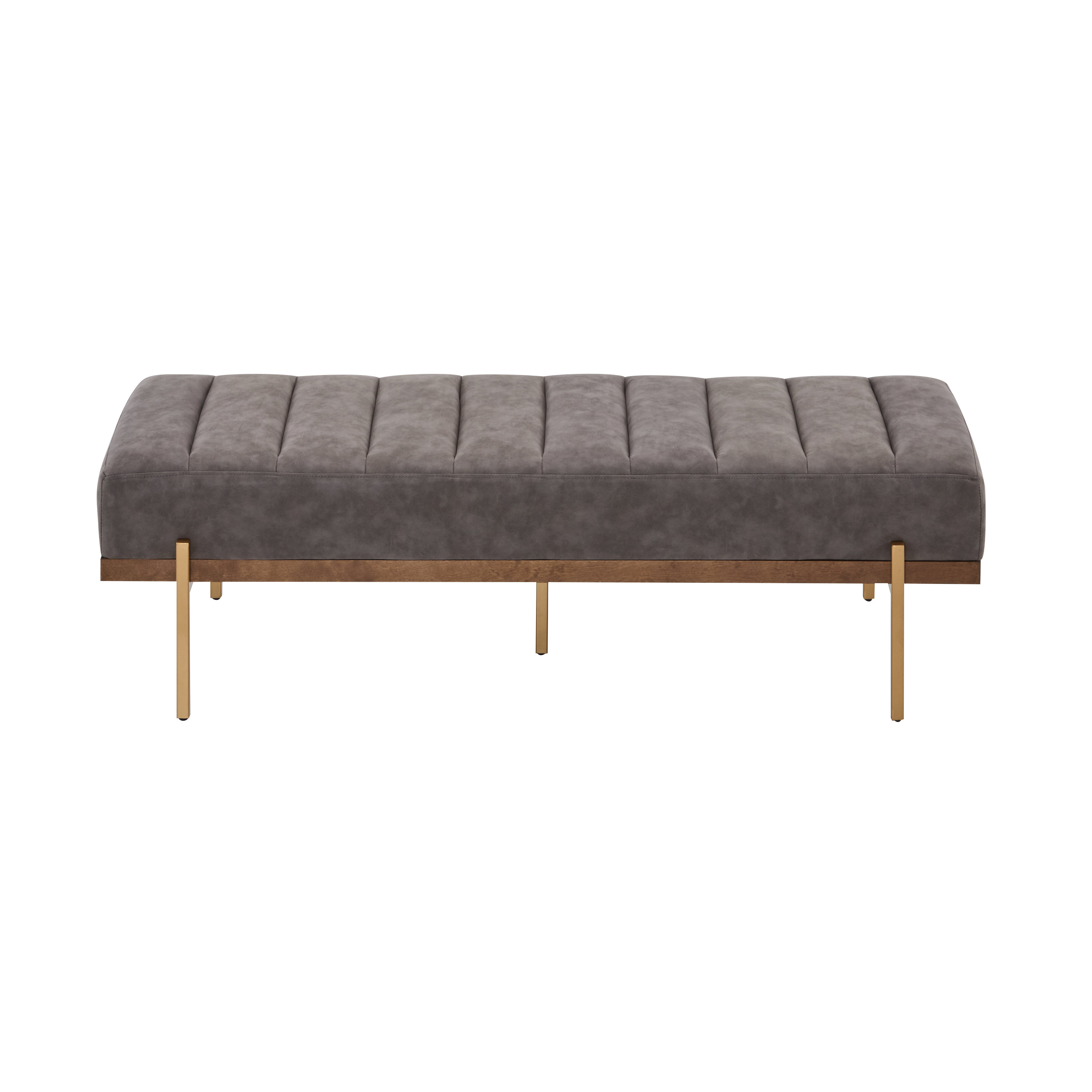 Mercer41 Jaxxon Modern Channel Tufted Bench With Gold Base | Wayfair
