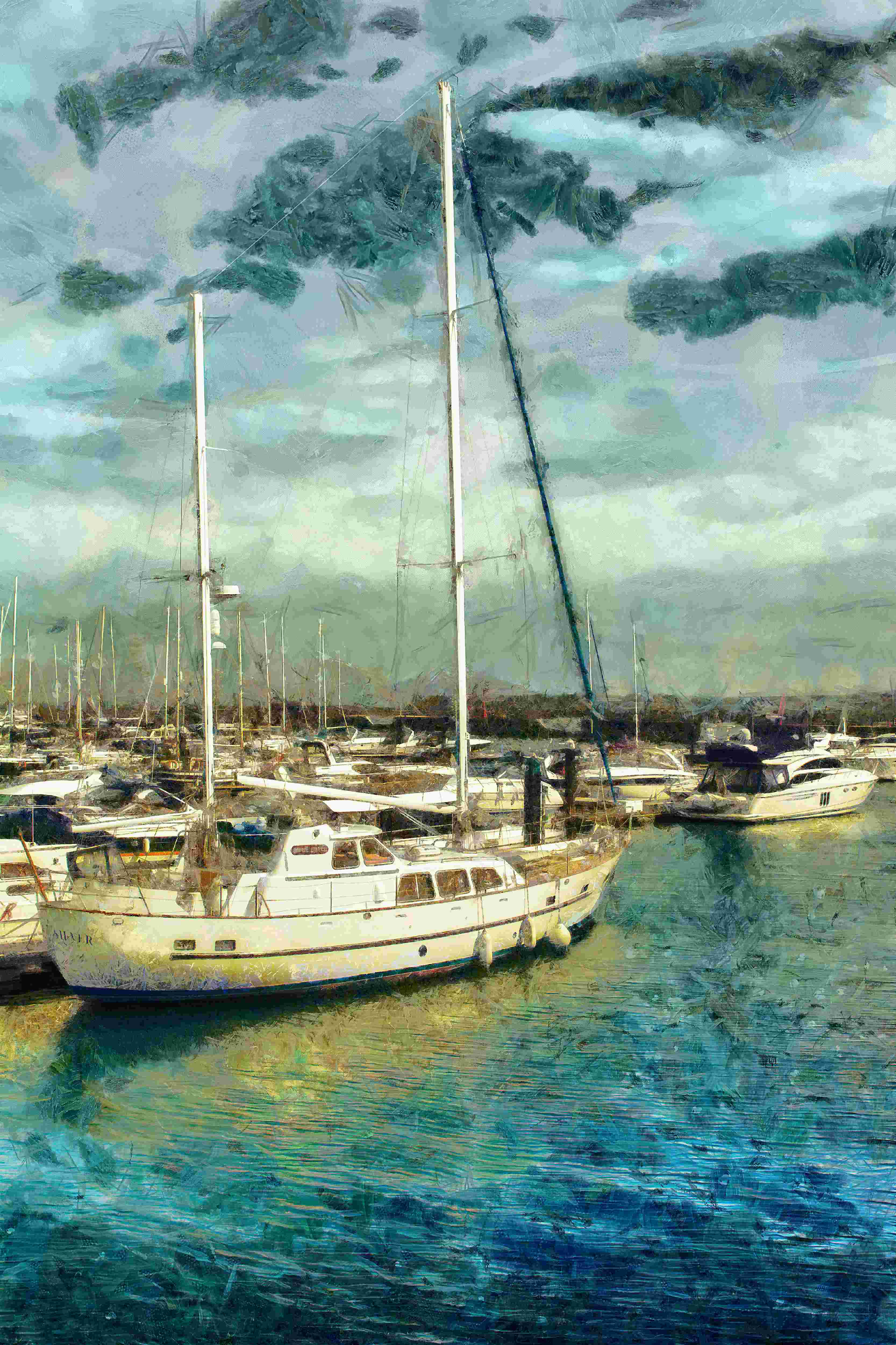 Breakwater Bay Painted Harbor Boats - Wrapped Canvas Print | Wayfair