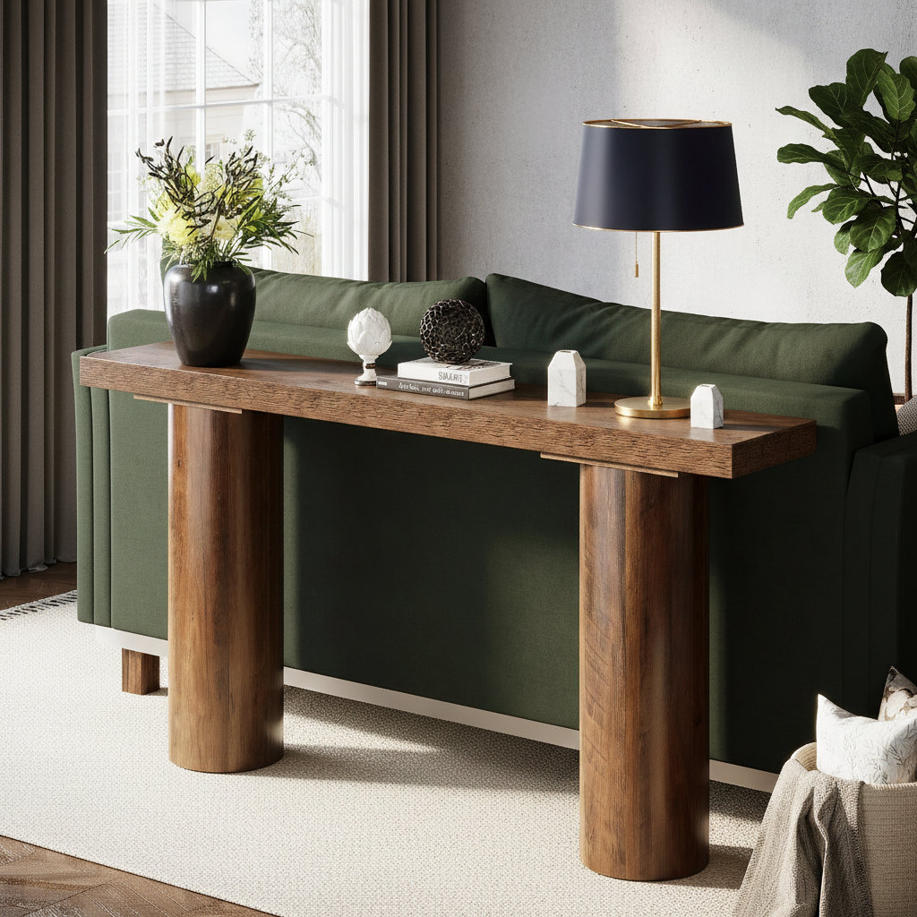 Latitude Run® 63" Console Table, Long Rustic Sofa Table Bar Table | Wayfair