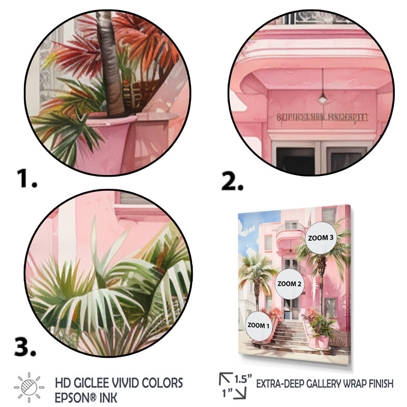 Bayou Breeze Zelpha Pink Miami Artful Facades II Framed On Canvas Print ...