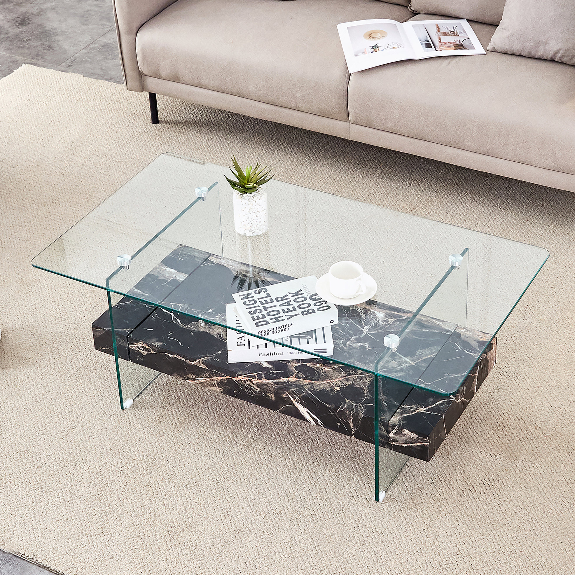 Ivy Bronx 43.3 Inch Modern Two-Tier Coffee Table - An Elegant ...