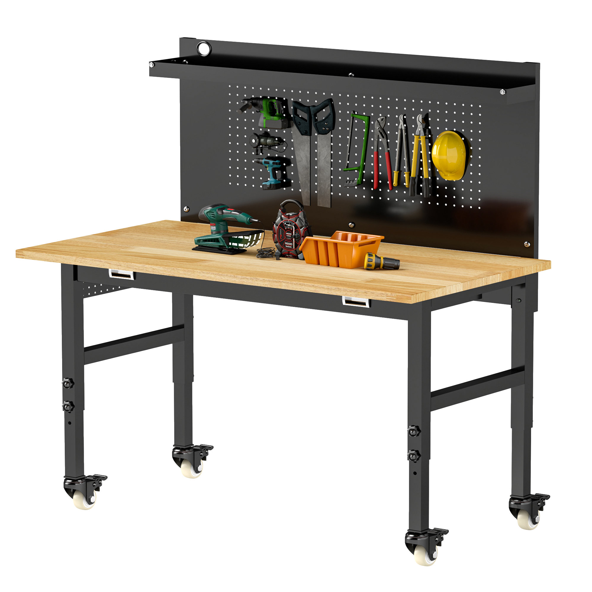 WFX Utility™ 60" Heavy Duty Adjustable Workbench With Large Pegboard ...
