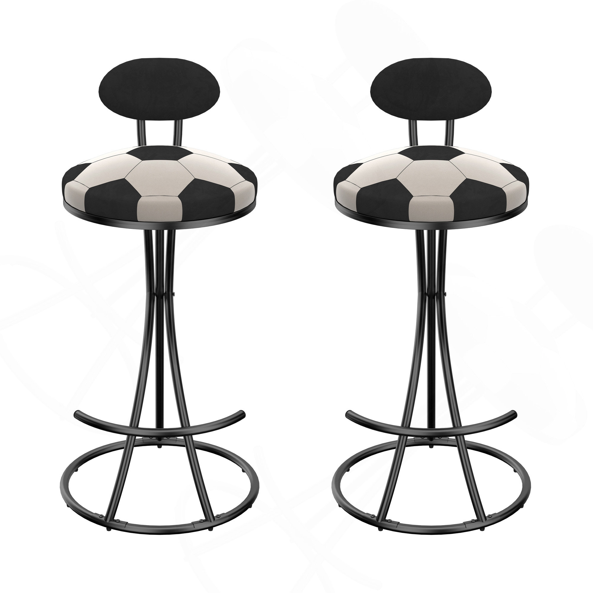 Mercer41 Football Print Bar Stools Set Of 2 Upholstered Counter Height ...