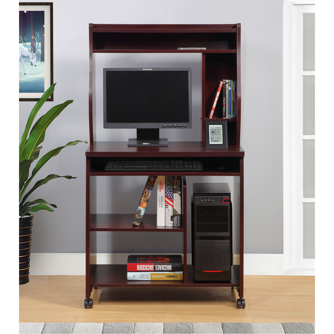 Ophelia & Co. Computer Cart With Storage Compartments For Office | Wayfair