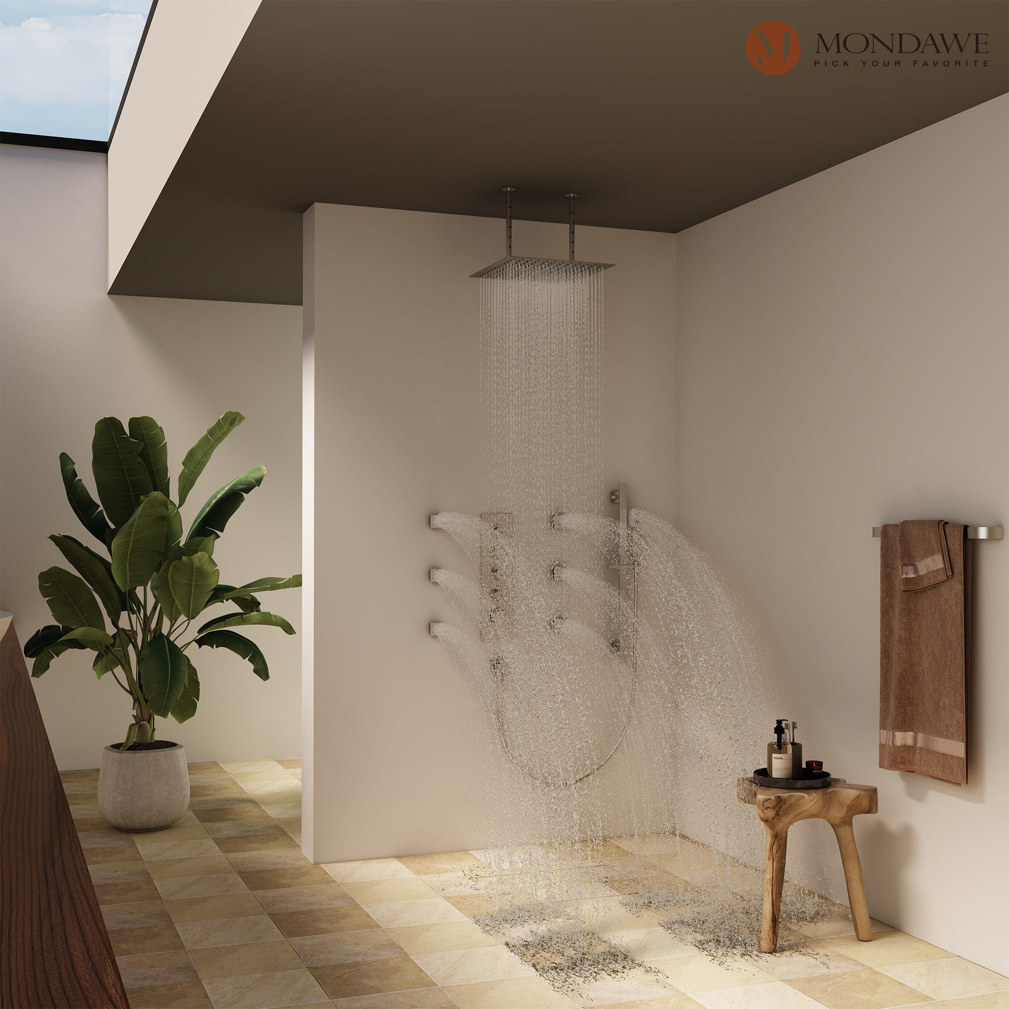 mondawe AquaRhapsody Thermostatic Shower System with Rough-in Valve ...