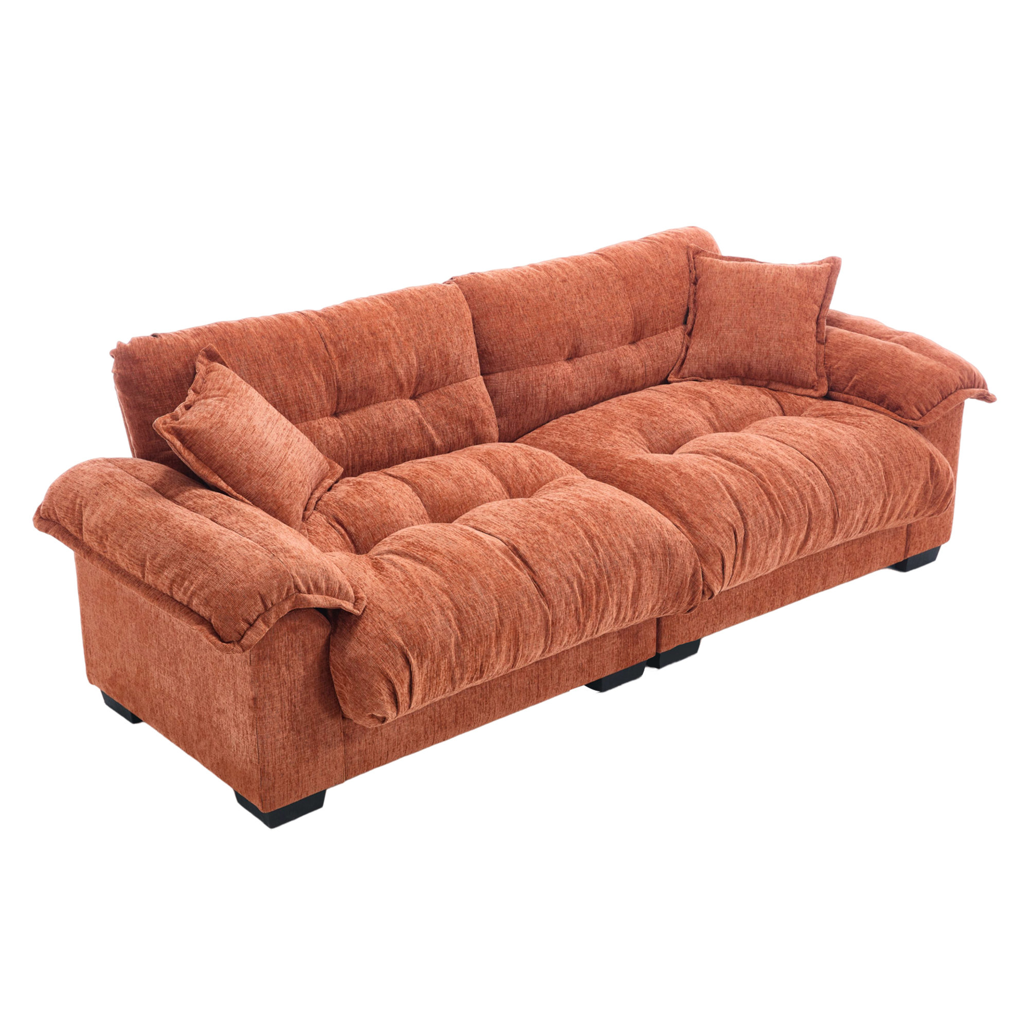 Latitude Run® 90.55”w Modern Chenille Deep Seat, cloud Couch Sectional ...