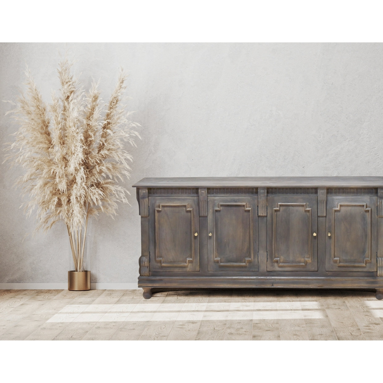 Rosalind Wheeler Midway 80 Inch Solid Wood Dining Room 4 Door Large ...