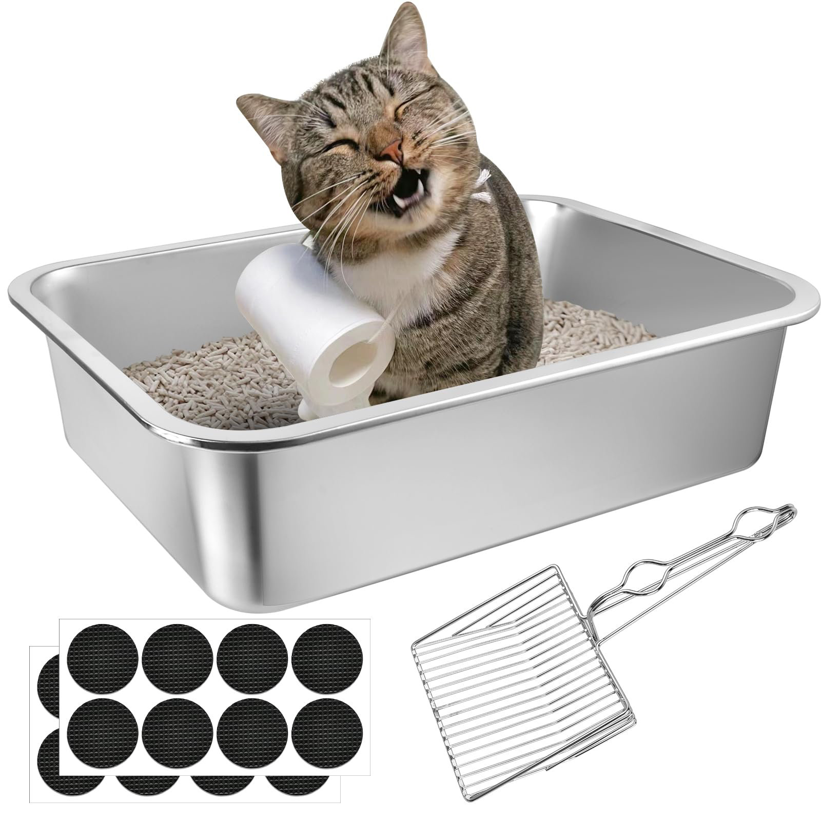 Tucker Murphy Pet™ Stainless Steel Cat Litter Box, Large Litter Box ...