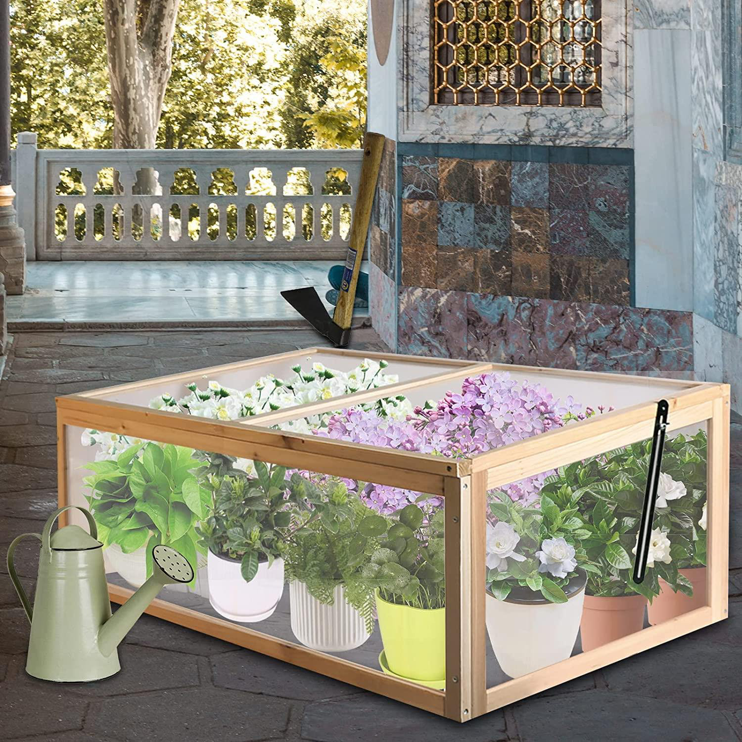 KAHOO Kahoo Wooden Cold Frame Raised Planter Greenhouse Bed Durable ...