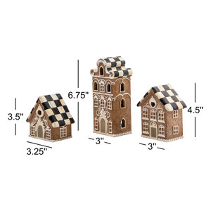 MacKenzie-Childs Courtly Check® 3 Piece Gingerbread Illuminated Mini ...