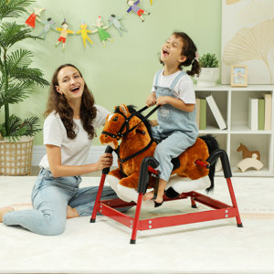 Qaba Spring Rocking Horse, Kids Ride on Horse w/ Saddle | Wayfair
