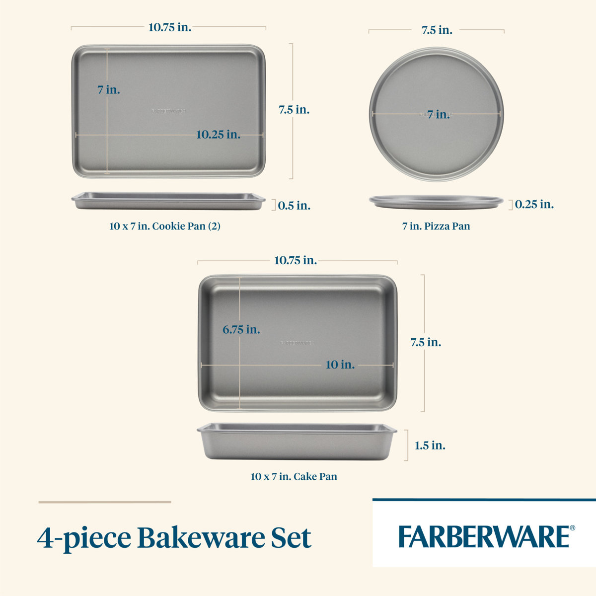Farberware Bakeware Nonstick Toaster Oven Pan Set, 4 Piece & Reviews ...
