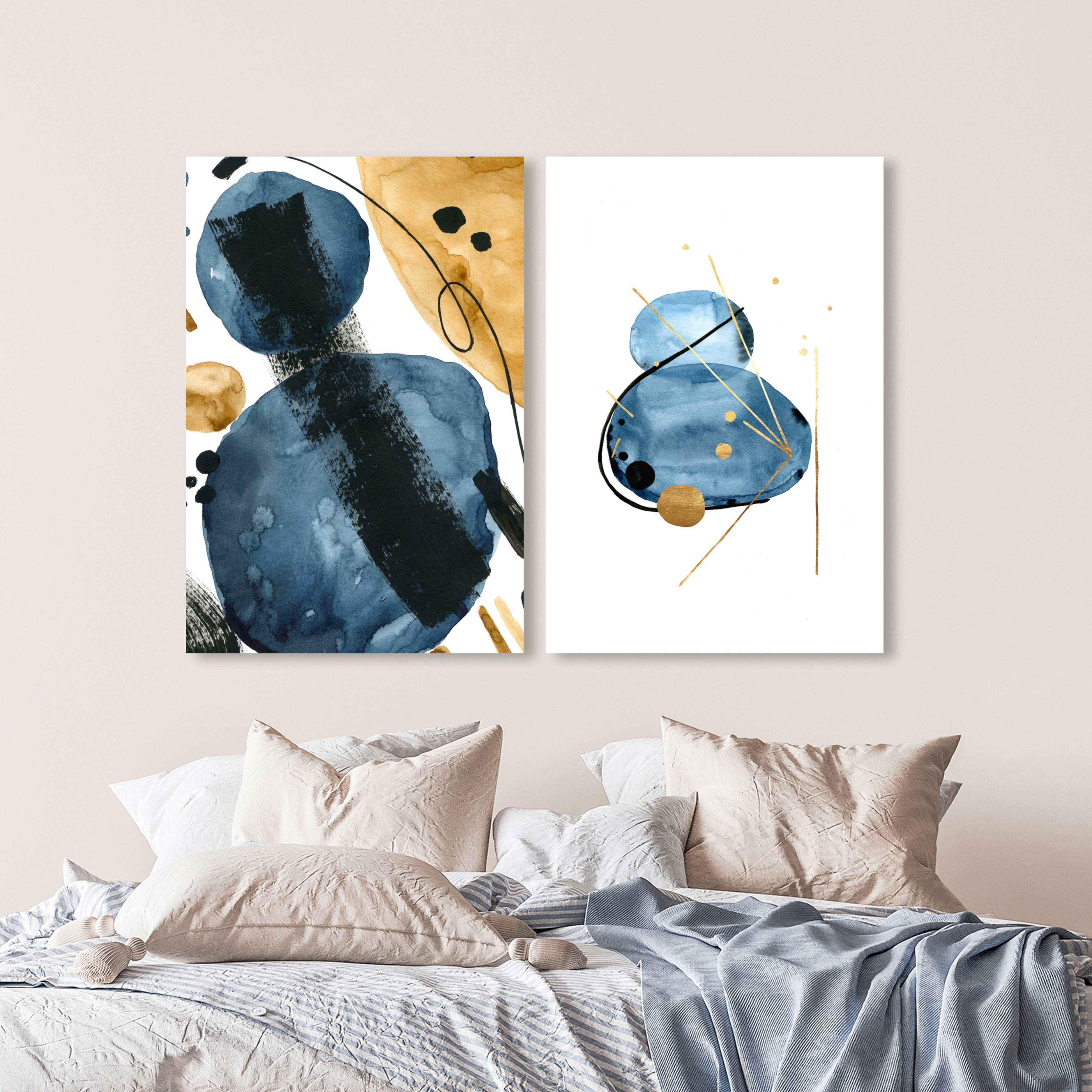 Oliver Gal Neutral Droid Set, Dark Geometric Circles Modern White - 2 ...