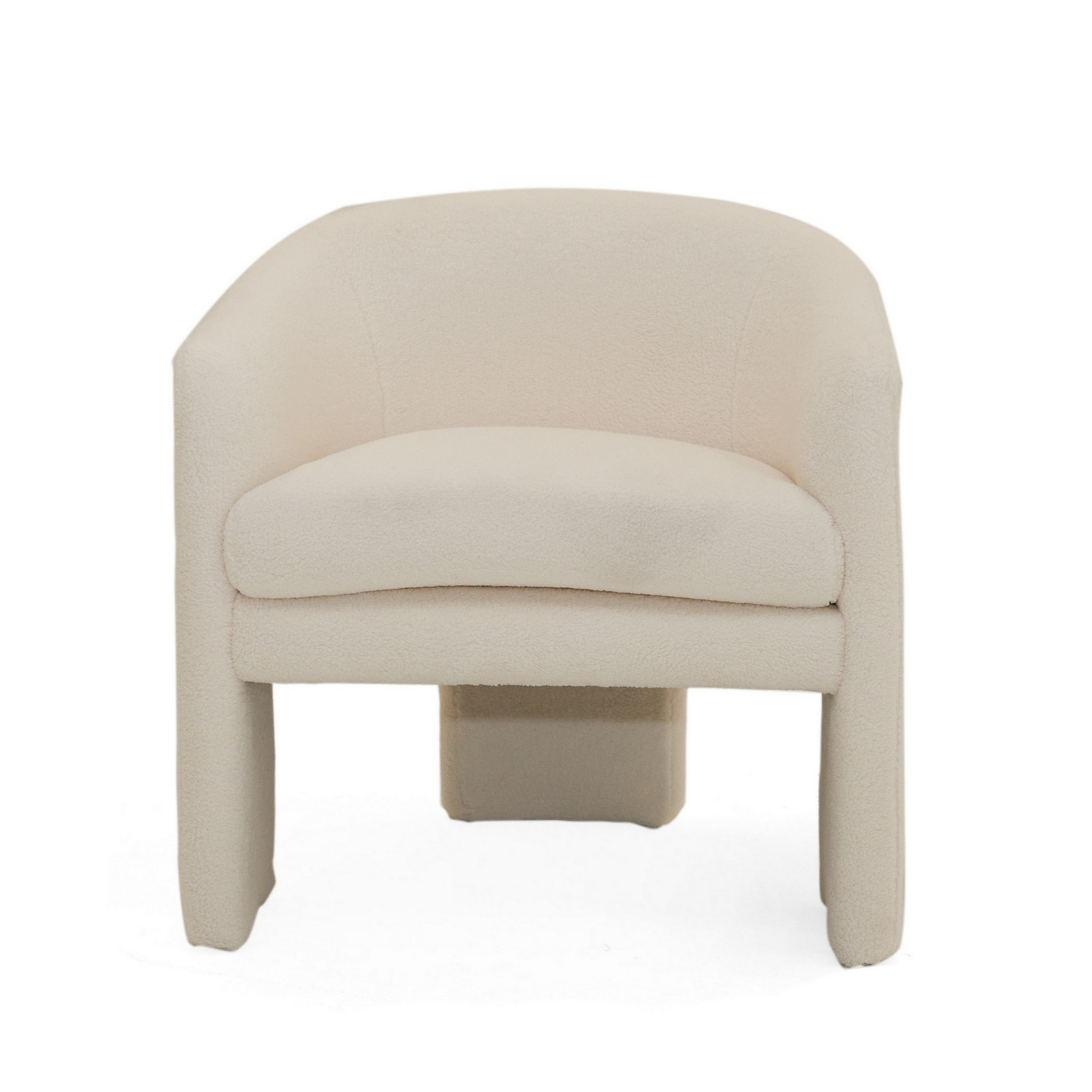 Orren Ellis 28 Inch Accent Chair, Low Slung Seat, 3 Legs, Cream Fabric ...