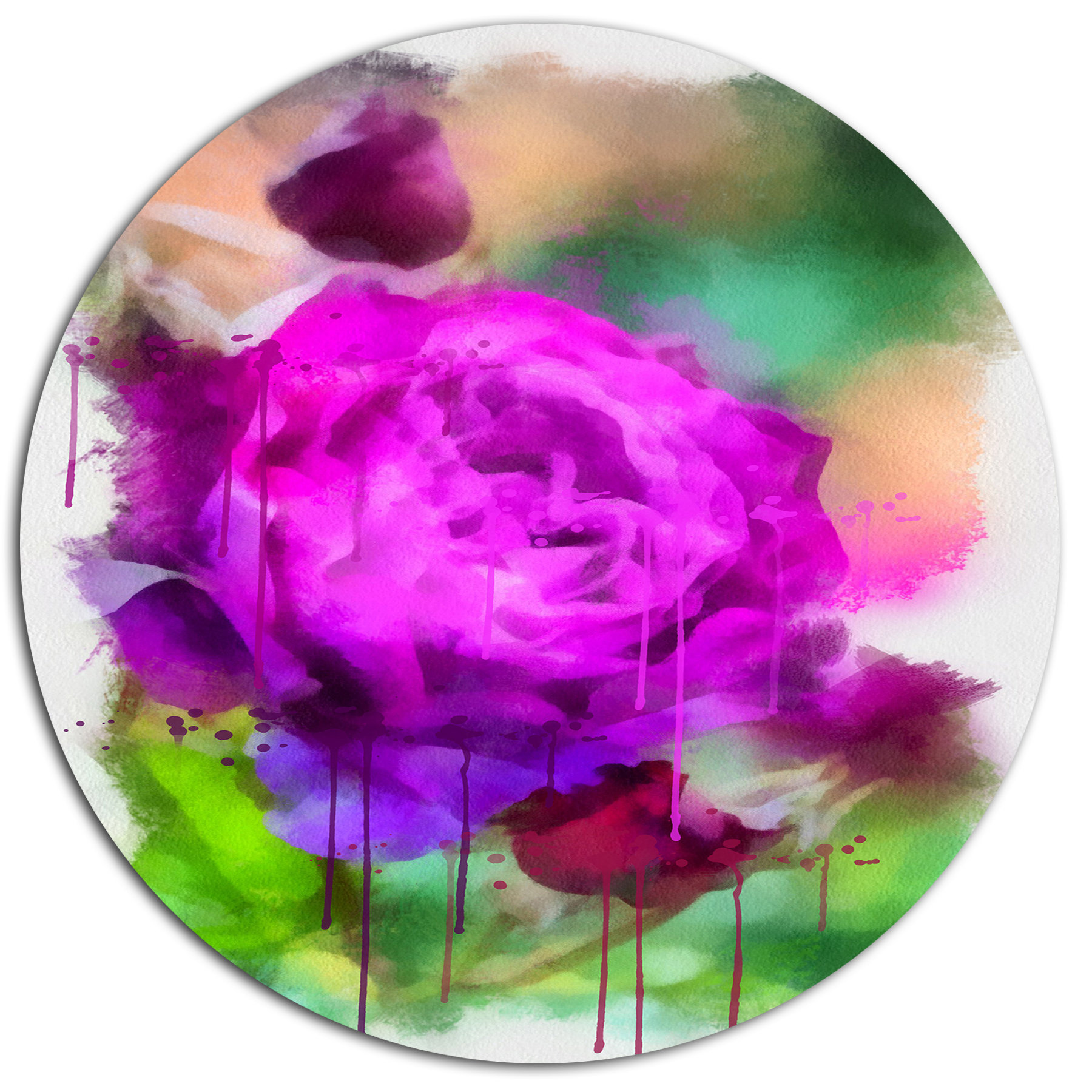 Design Art 'Purple Watercolor Rose Painting' Oil Painting Print on ...