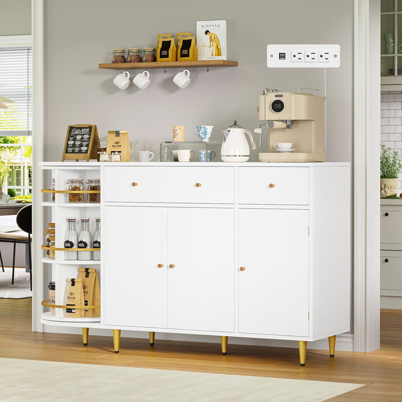 Mercer41 Buffet Cabinet With Storage And Power Outlets, 55" Large ...