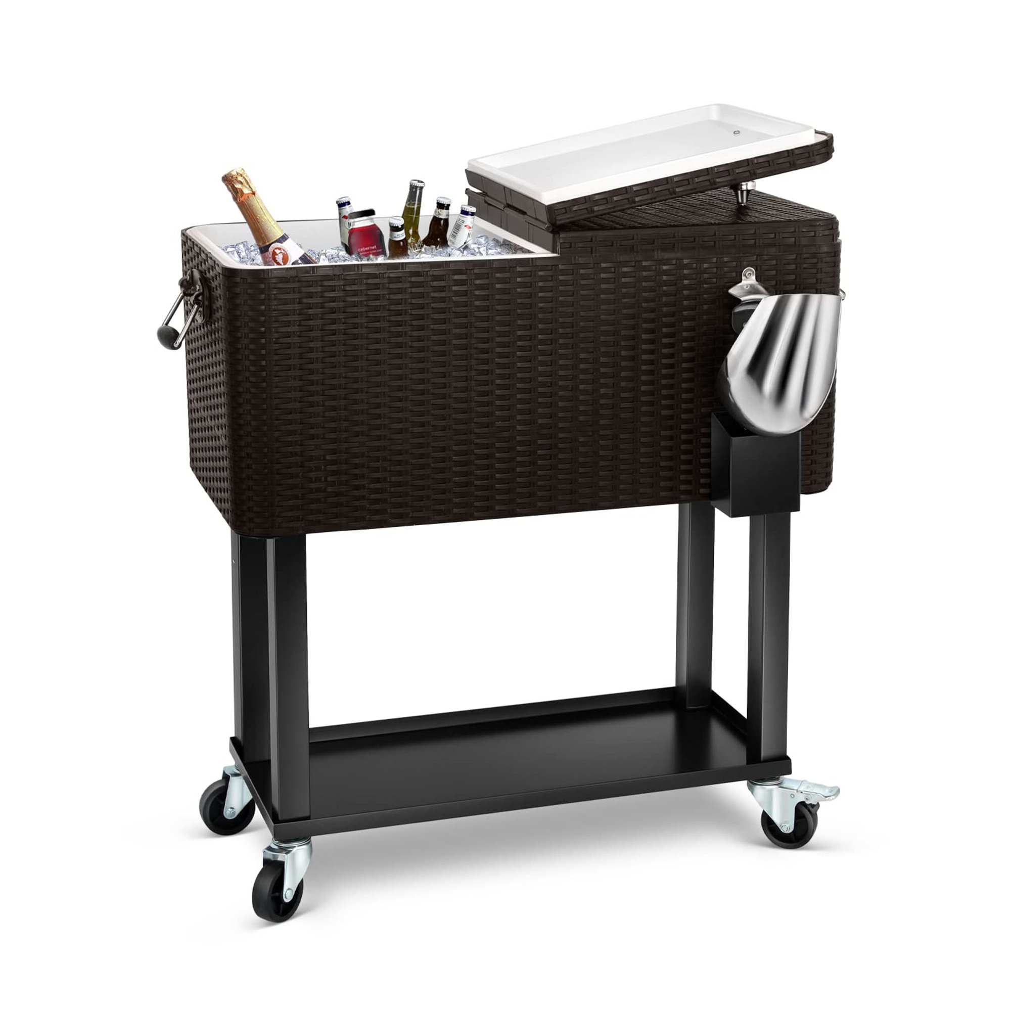 Blooming 80 Quart Rolling Freezer Refrigerator Cart With Ice Scoop ...