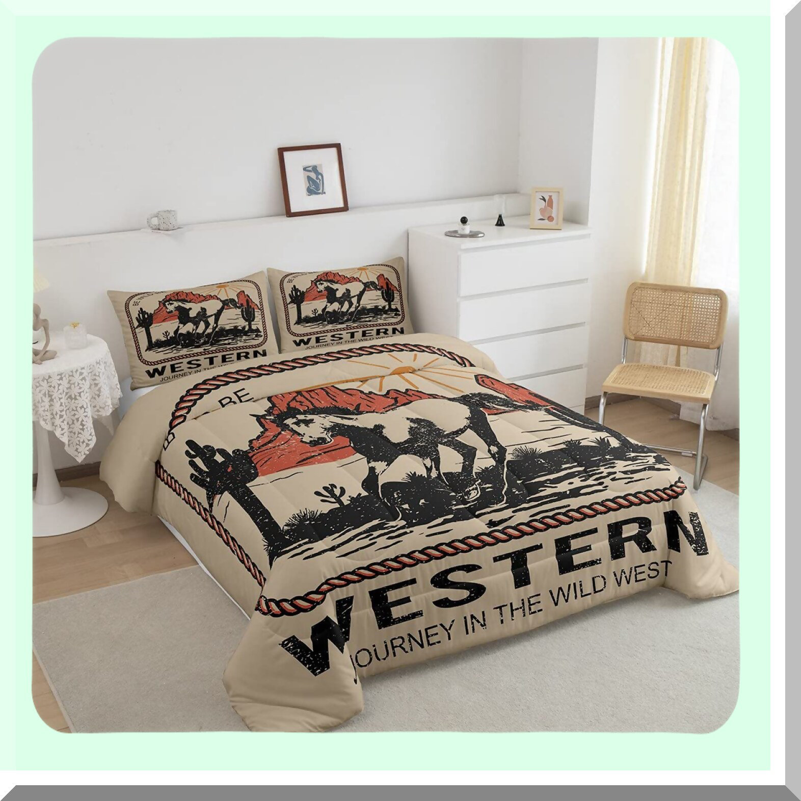 East Urban Home Wild West Journey Queen Horse Comforter Set - Western ...