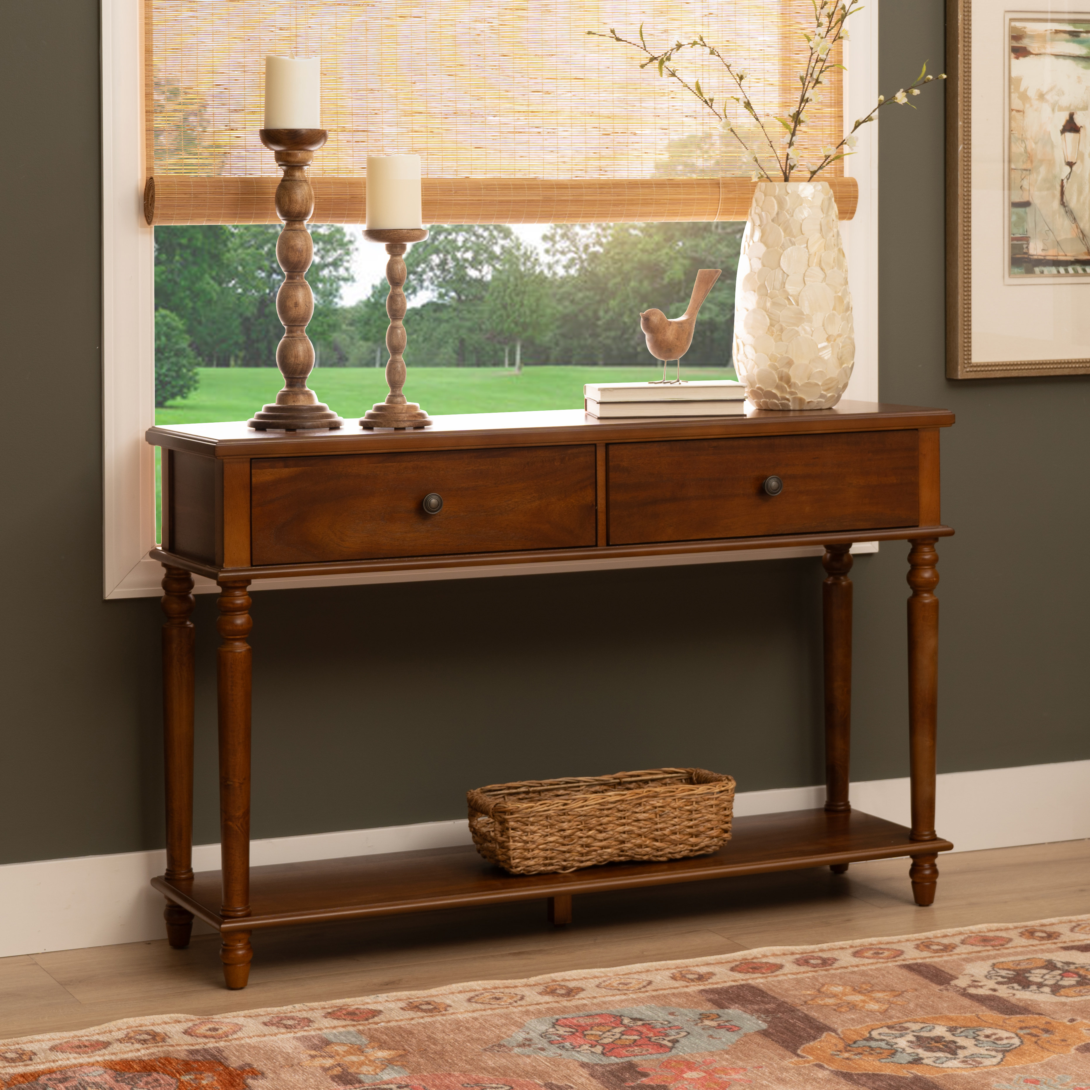 Sand & Stable™ Birkley 48” 2-Drawer Console Table With Display Shelf ...