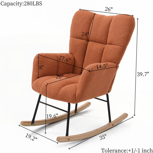 George Oliver Teddy Upholstered Rocking Chair: Glider Rocker with ...
