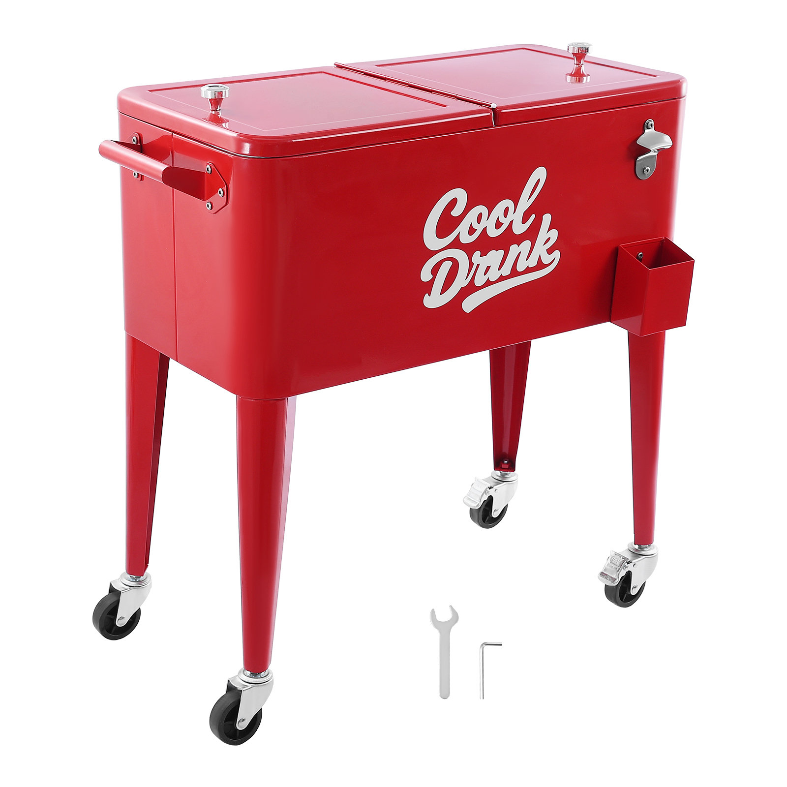 VEVOR 80 Quart Rolling Ice Chest on Wheels Patio Party Bar Drink Cooler ...