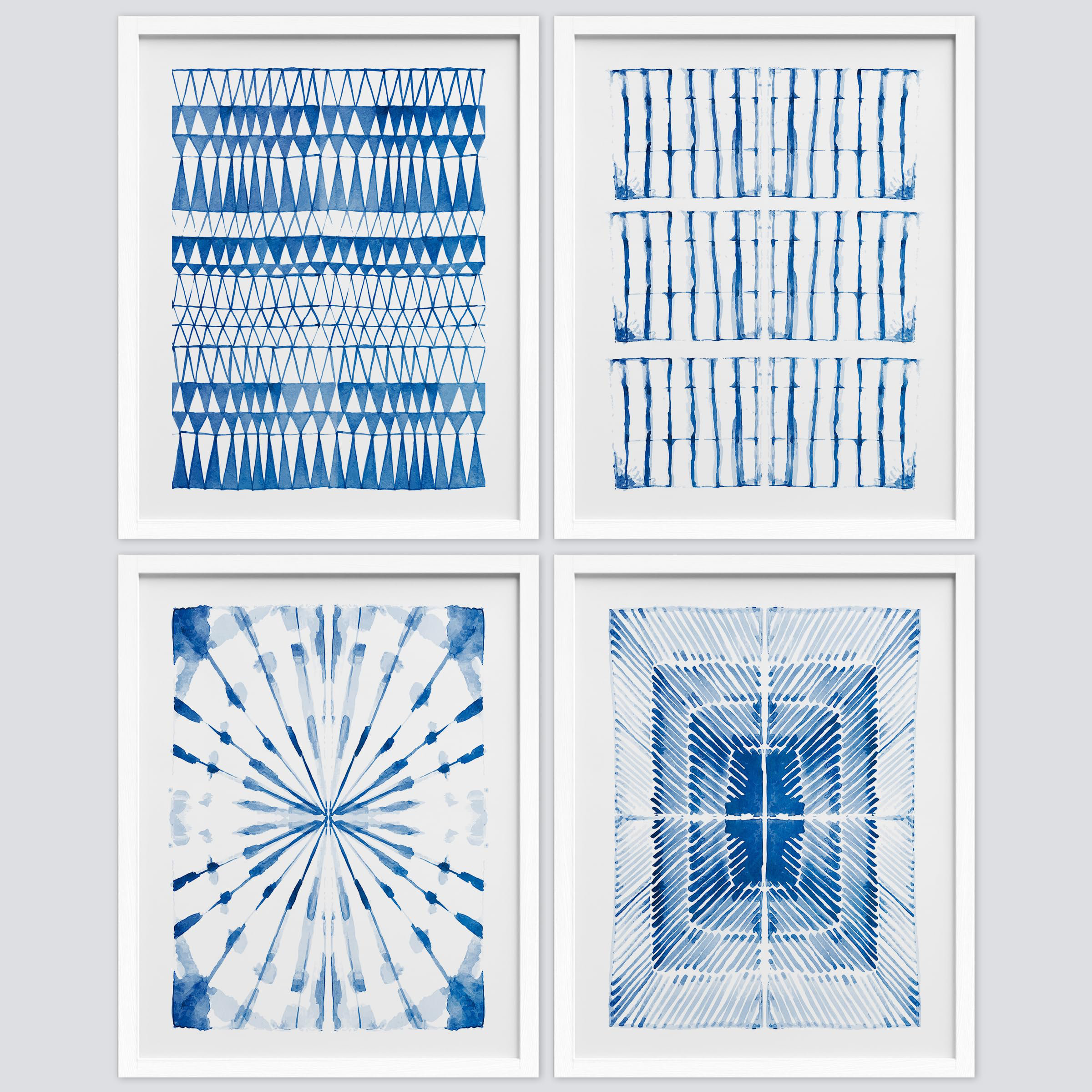 SIGNLEADER Watercolor Pastel Blue Tie-Dye Patterns - 4 Piece Single ...