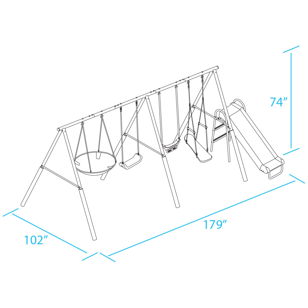 XDP Recreation Surf N Swing Outdoor Swing Set, Disc, Surf N Swing ...