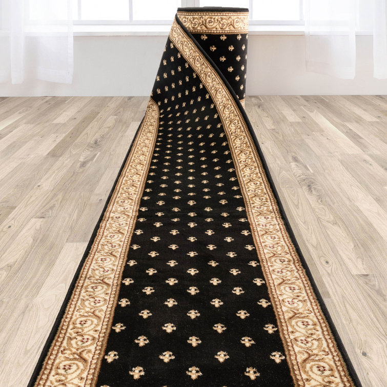 black patterned carpet runner