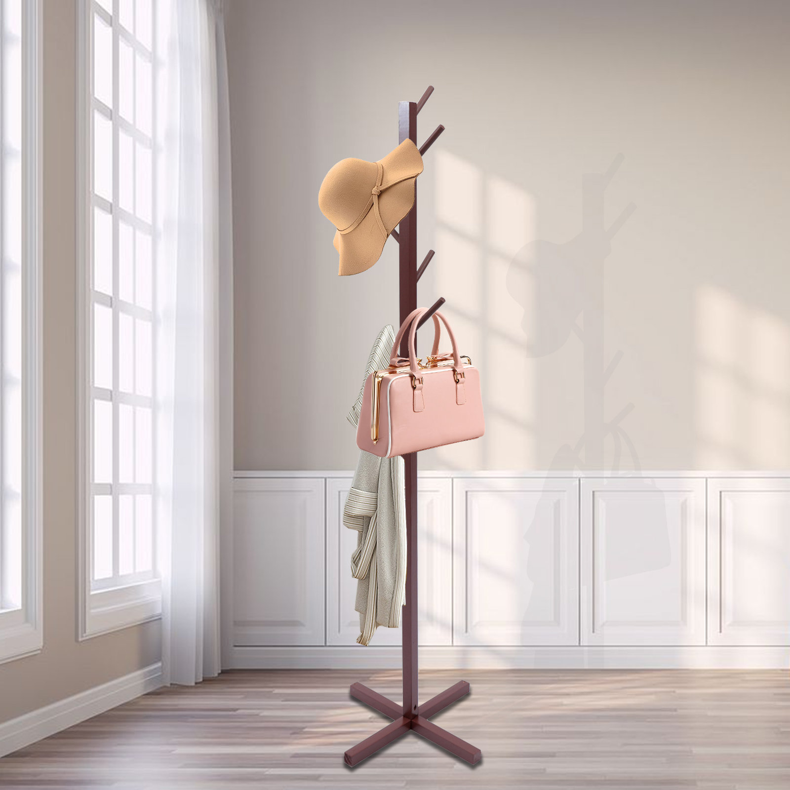 Rebrilliant Wooden Free Standing Coat Rack Stand & Reviews | Wayfair