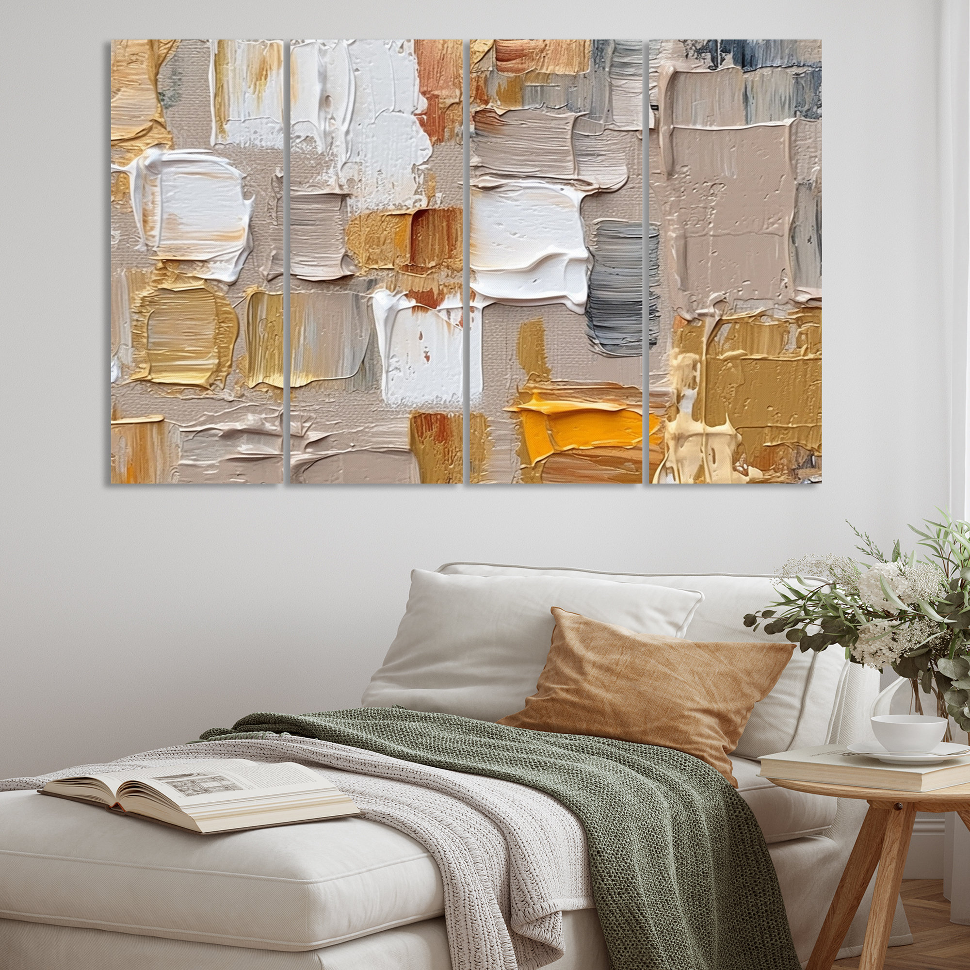 Brayden Studio Beige And Gold Cubist Kaleidoscope IV - Cubism Wall Art ...