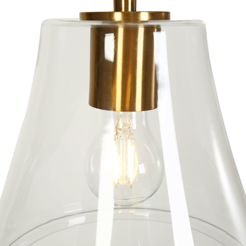 Longshore Tides 1-Light Single Bell Kitchen Island Pendant With Clear ...