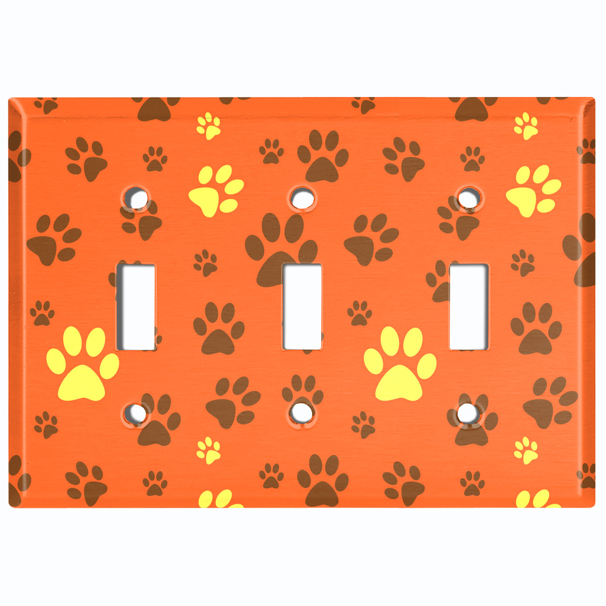 WorldAcc Metal Light Switch Plate Outlet Cover (Brown Dog Paw Prints ...