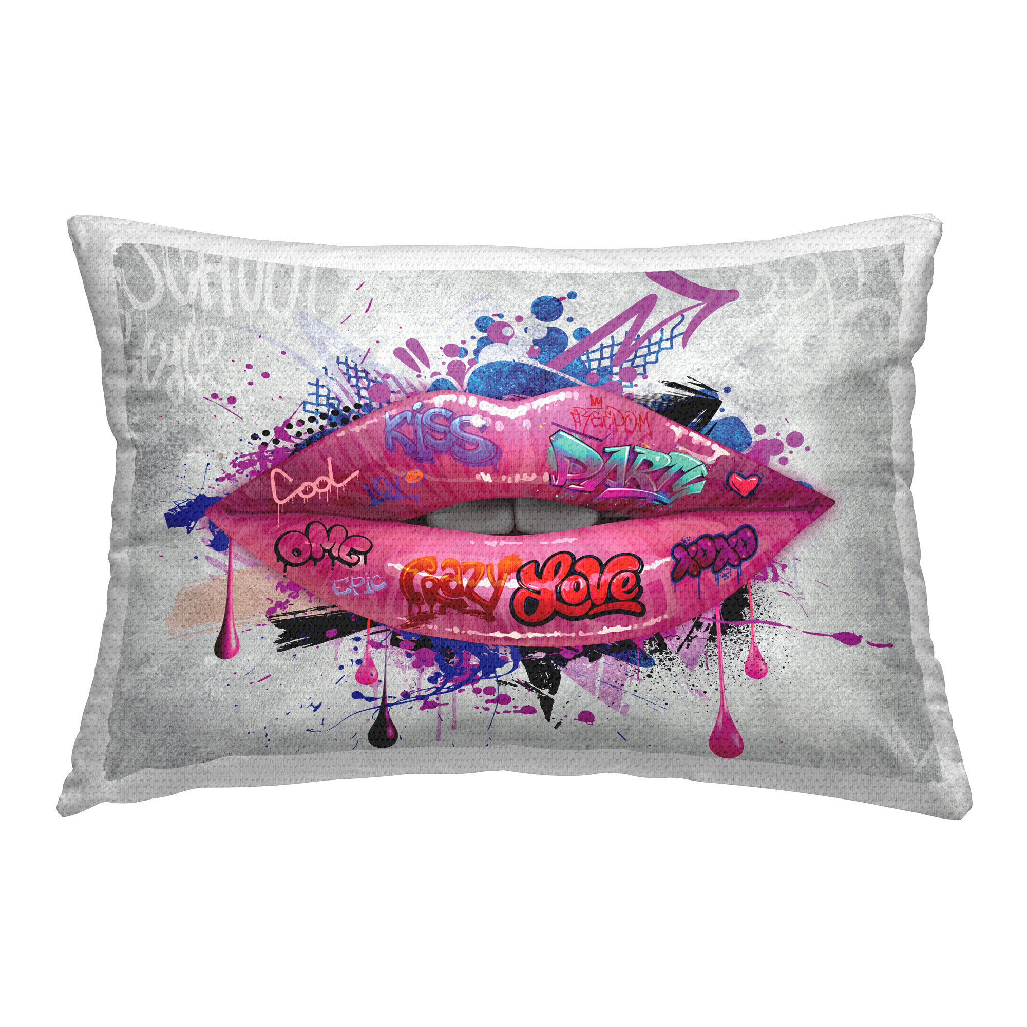 Stupell Industries Urban Graffiti Lips Outdoor Printed Pillow by ...