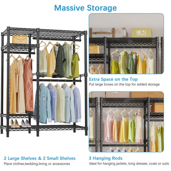 ColorLife Garment Rack Heavy Duty Commercial Grade Rack, 4 Tiers ...